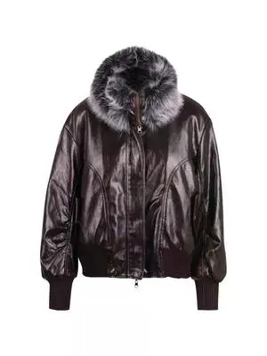 SWORD 6644 Faux-fur Trim Bomber Jacket