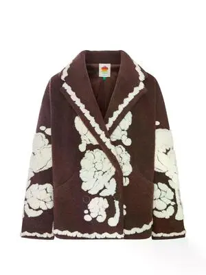 Farm Rio Floral-appliqués Double-breasted Peacoat
