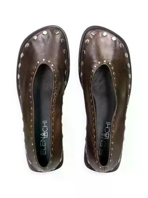 Elena Iachi Stud-embellished Leather Loafers