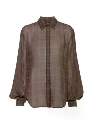 7 For All Mankind Check-pattern Sheer Shirt - Brown