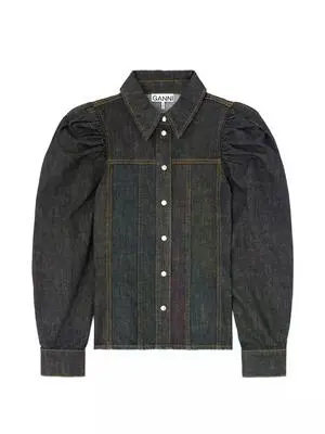 GANNI Shirt In Textured Slub Denim