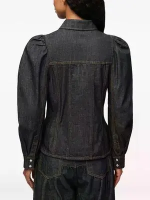 GANNI Shirt In Textured Slub Denim