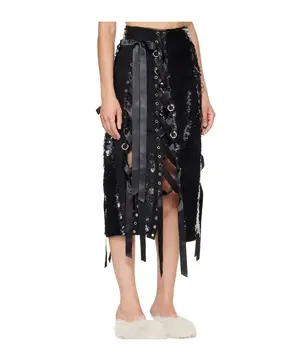 Simone Rocha Sequin-embellished Lace-patchwork Midi Skirt