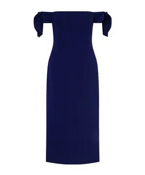 Carolina Herrera Off-the-shoulder Crepe Midi Dress - Blue