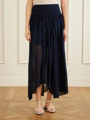 Maria Mcmanus Asymmetrical Plissé Midi Skirt