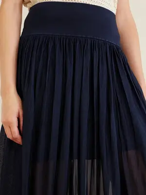 Maria Mcmanus Asymmetrical Plissé Midi Skirt