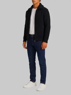 ROBERTO COLLINA Ribbed-knit Zip-up Jacket