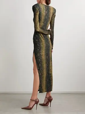 Norma Kamali Snake Print Midi Skirt