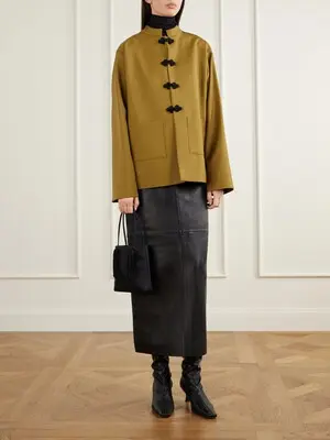 RÓHE Paneled Leather Midi Skirt