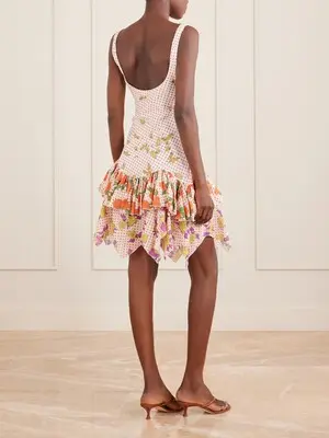 DONDE ESTEBAN Pajaritos Y Rosas Ruffled Cotton Mini Dress