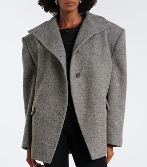 Magda Butrym Herringbone Wool And Cashmere-blend Blazer