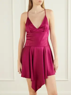 Stella McCartney Gathered Tiered Satin Midi Dress
