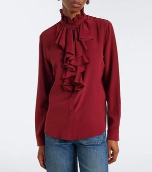 NILI LOTAN Ruffled Silk Blouse