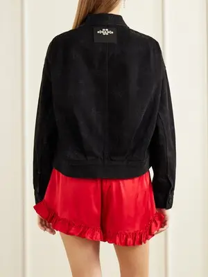 Simone Rocha Crystal-embellished Floral-print Denim Jacket