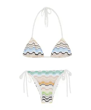 Missoni Mare Striped Metallic Crochet-knit Triangle Bikini - No