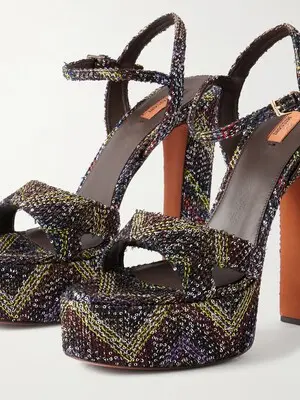 Missoni Angela Sequin-embellished Striped Woven Platform Sandals