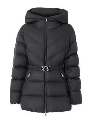 Moncler Brosse Belted Hooded Down Jacket