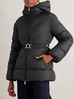 Moncler Brosse Belted Hooded Down Jacket