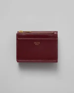 Celine Compact Wallet With Coin Triomphe In Glossy Lambskin