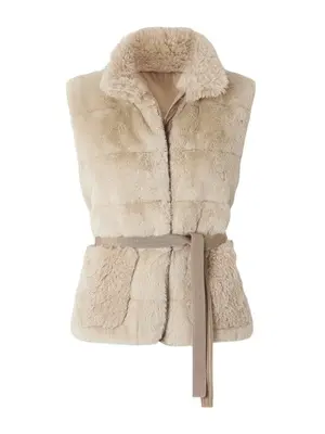 Moncler Joui Belted Down Gilet - Tan