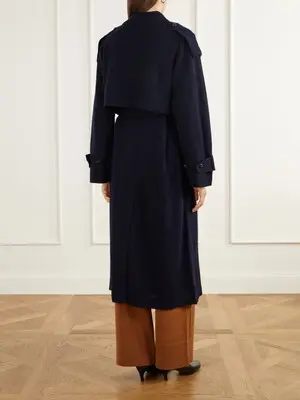 ALLUDE Minimalist Long-sleeve Trench Coat