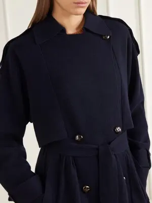 ALLUDE Minimalist Long-sleeve Trench Coat
