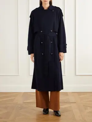 ALLUDE Minimalist Long-sleeve Trench Coat