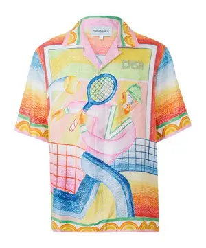 Casablanca Cuban Collar Short Sleeve Shirt - Multicolor