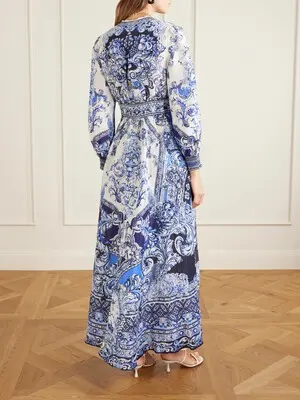 Camilla Crystal-embellished Printed Linen And Silk-blend Maxi Dress