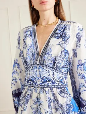 Camilla Crystal-embellished Printed Linen And Silk-blend Maxi Dress