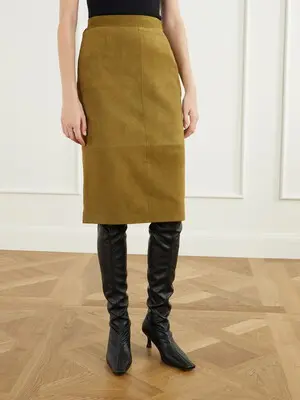 Altuzarra Hank Paneled Suede Knee-length Skirt