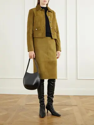 Altuzarra Hank Paneled Suede Knee-length Skirt