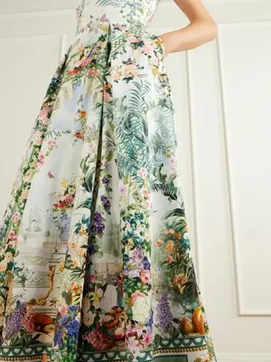 Camilla Empress Lace-trimmed Printed Cotton-blend Midi Dress