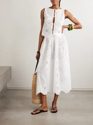Matteau Scalloped Broderie Anglaise Cotton Midi Skirt - No