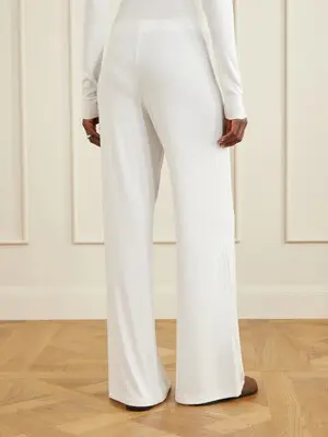 Eterne Easy Lounge Ribbed-knit Jersey Wide-leg Pants