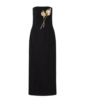 Carolina Herrera Strapless Embellished Wool-blend Gown - No