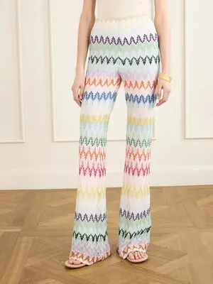 Missoni Striped Metallic Crochet-knit Flared Pants
