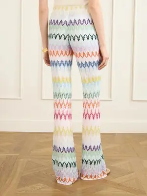 Missoni Striped Metallic Crochet-knit Flared Pants