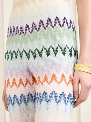 Missoni Striped Metallic Crochet-knit Flared Pants