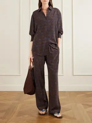 Matteau Printed Silk-crepe De Chine Straight-leg Pants