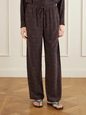 Matteau Printed Silk-crepe De Chine Straight-leg Pants