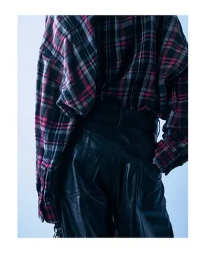 R13 Drop Neck Workshirt - Black Fuchsia