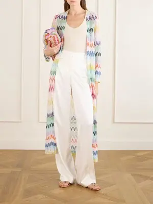Missoni Striped Metallic Crochet-knit Cardigan