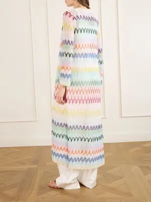 Missoni Striped Metallic Crochet-knit Cardigan