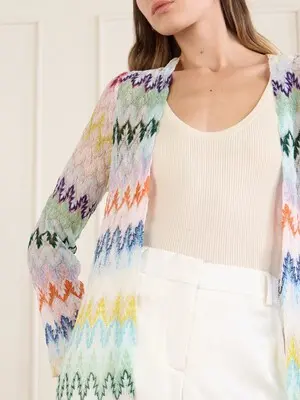 Missoni Striped Metallic Crochet-knit Cardigan