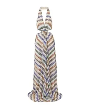 Missoni Striped Metallic Crochet-knit Halterneck Maxi Dress - No