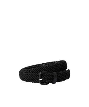 Charvet Woven Leather-trimmed Cord Belt - Black