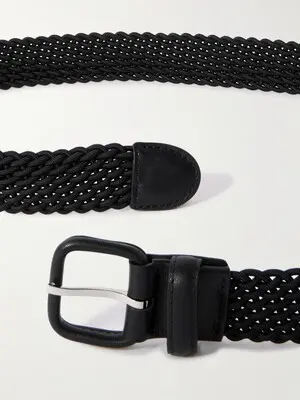 Charvet Woven Leather-trimmed Cord Belt