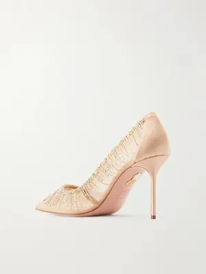 AQUAZZURA Mesh High Heels Accented With Sequins
