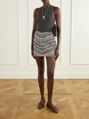 Missoni Striped Metallic Crochet-knit Mini Skirt